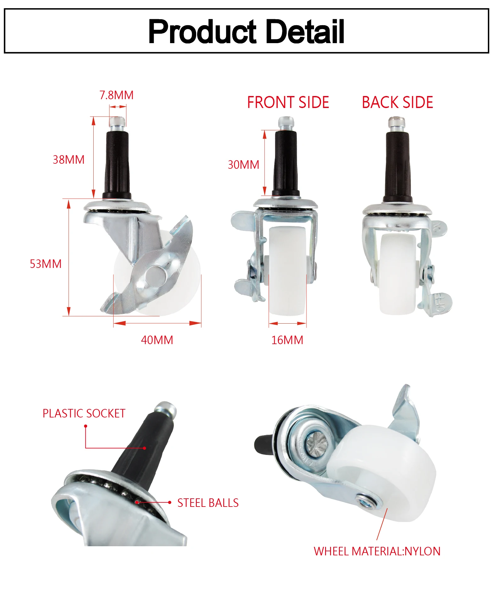 Cce Caster 1.5 Inch Plastic Insert Caster Socket Pin Stem Wheel - Buy ...