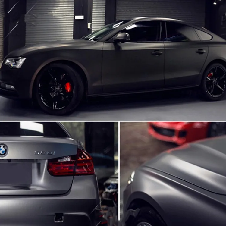1.52*18M Matte Metallic Vinyl - Dark Grey Chrome Wrap
