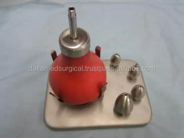 Politzer Ear Syringe Base Plate Rubber Bulb 4 Tips Stainless New - Buy ...