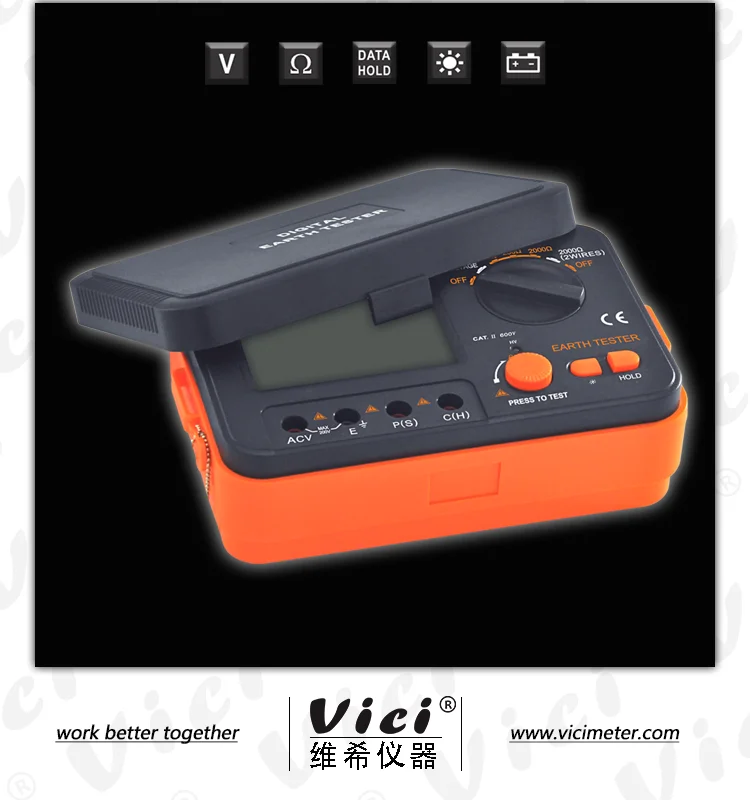 Vc4105a Digital Earth Tester Meter With 32mm High Figure - Buy Earth ...