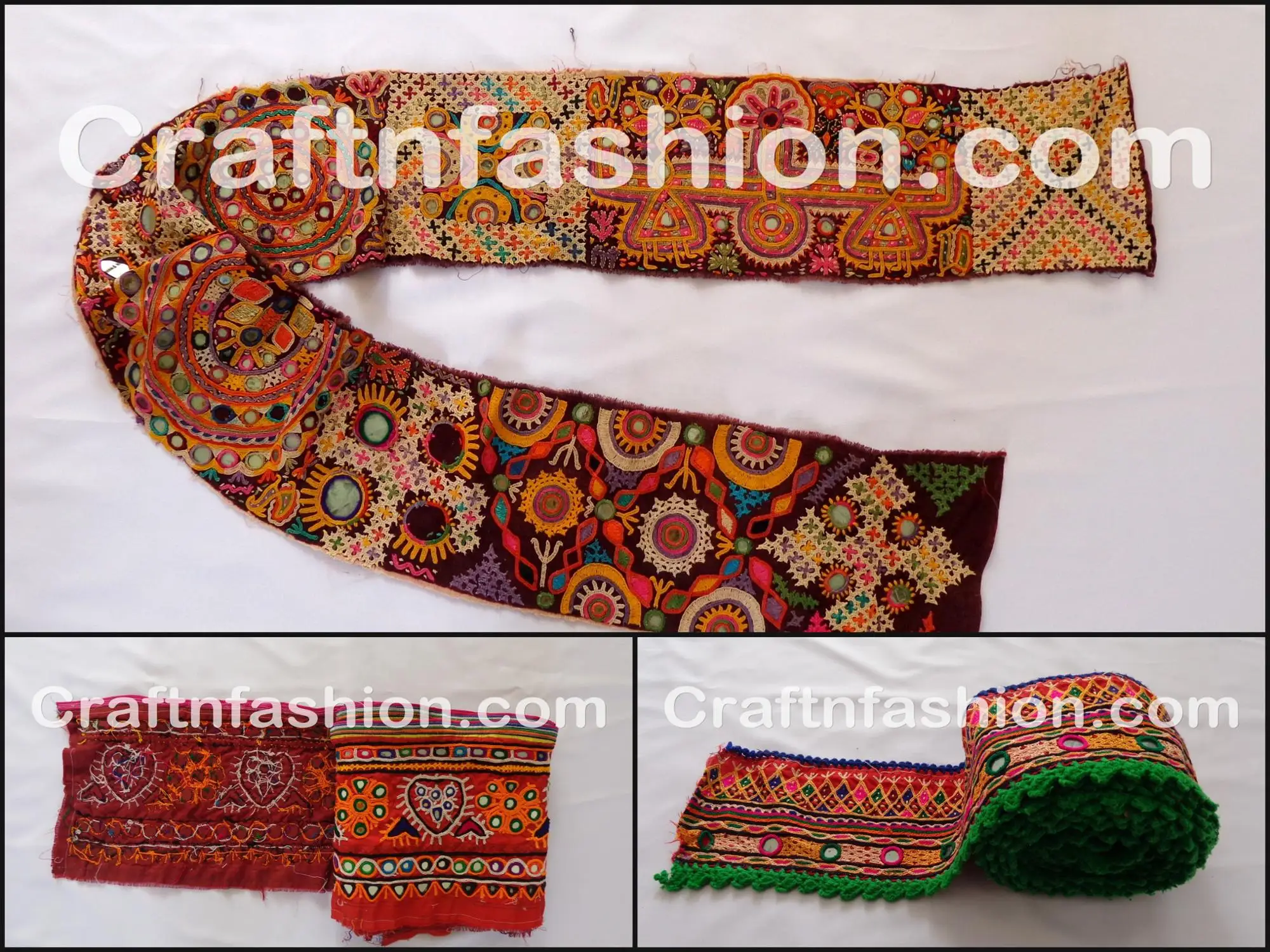 Handmade Kutchi Lace With Mirrors- Vintage Indian Embroidered Lace ...