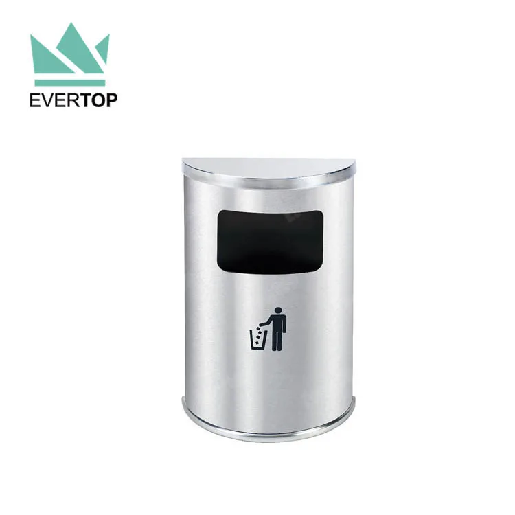 DB-51 Side Opening Half Round Satin Trash Can - Space Save