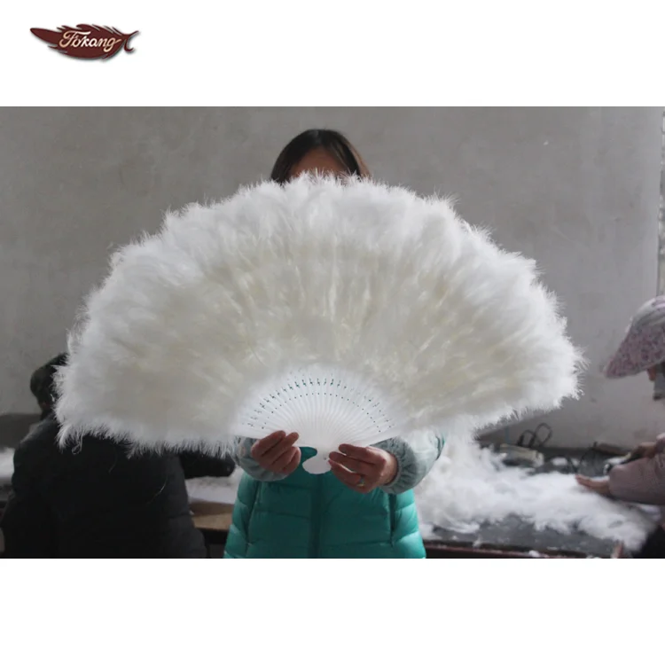 Large Dance Fans - Elegant Feather Turkey Marabou Hand Fans
