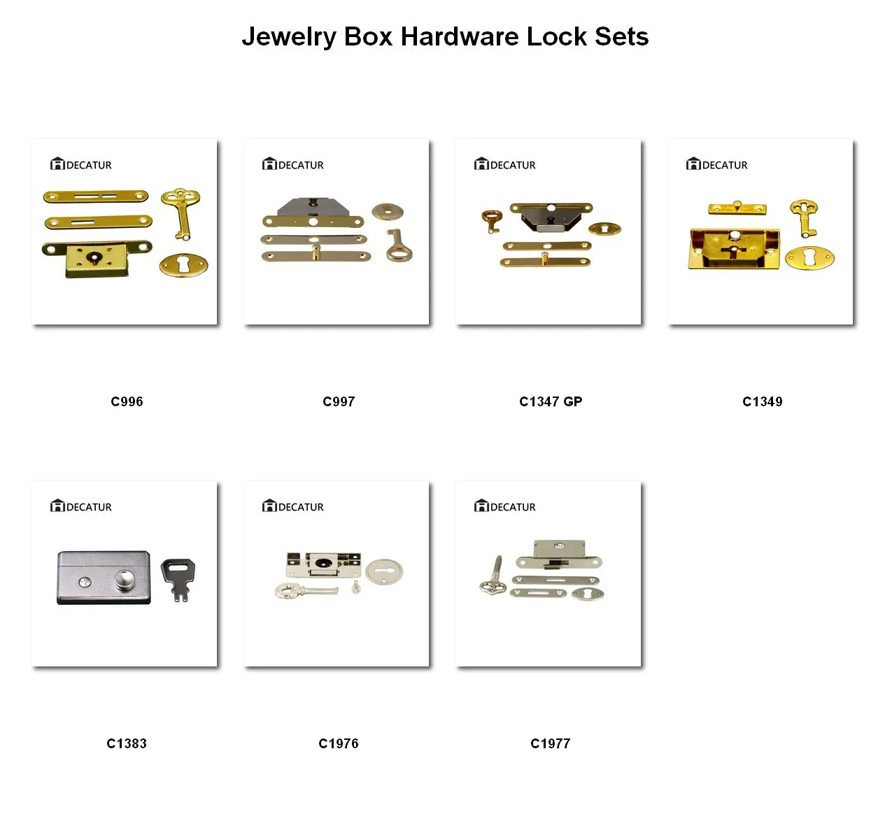 Solid Brass/zinc Die Cast Quadrant Lock Set for Jewelry Box