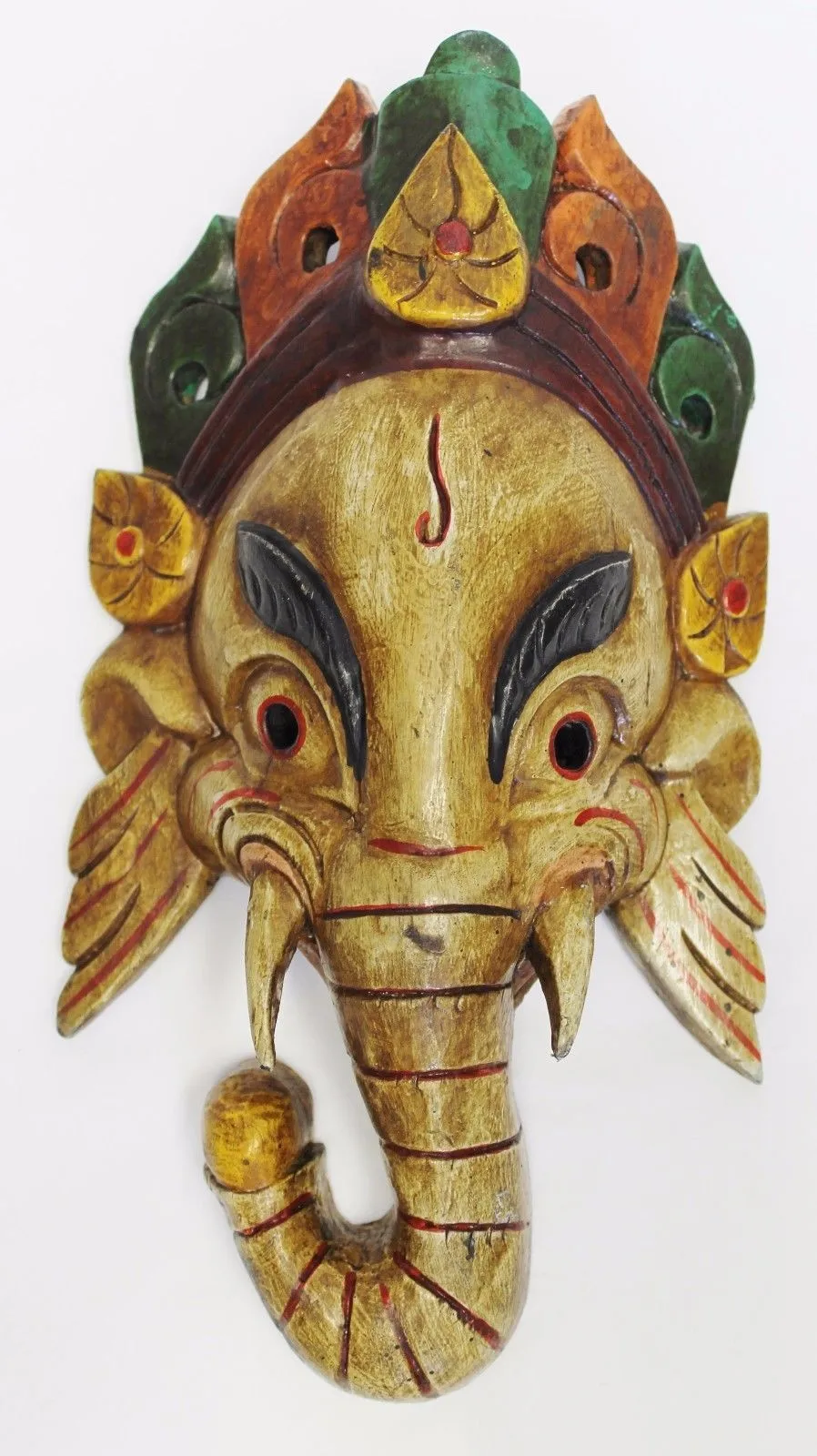 Wooden Hindu God Lord Ganesh Mask | Woodcarving- Hand Crafted | Wall ...