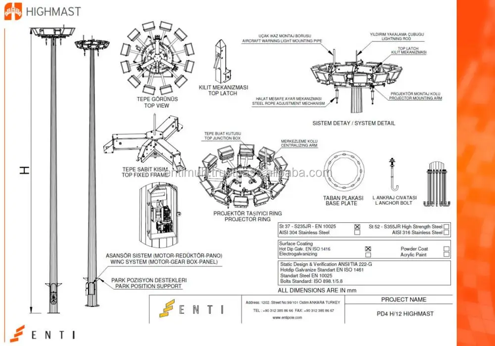 High Mast Pole With Raising And Lowering Mechanism - Buy High Mast ...