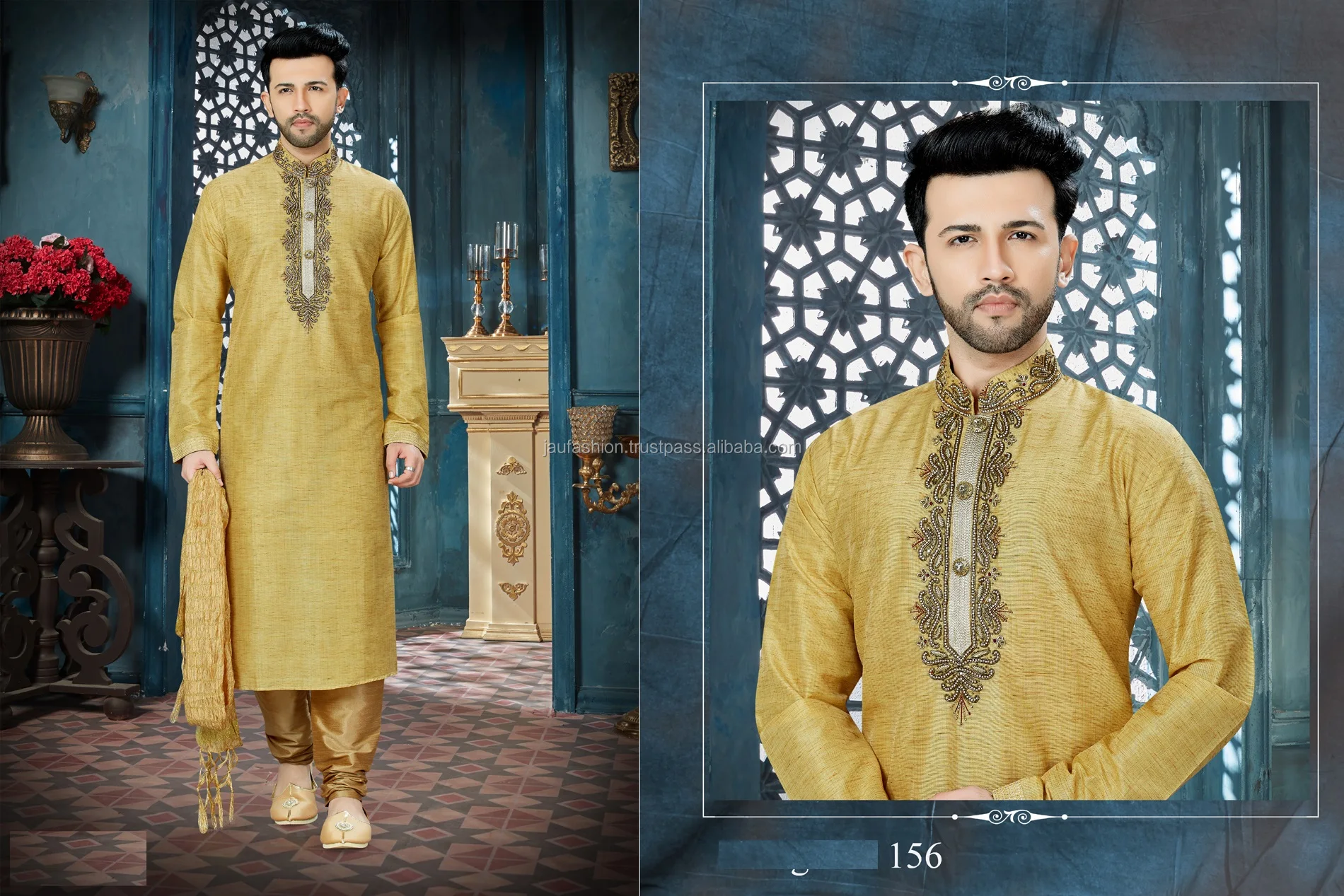 Sherwani Pattern Kurta / Muslim Kurta / Pakistani Kurta Pajama - Buy ...