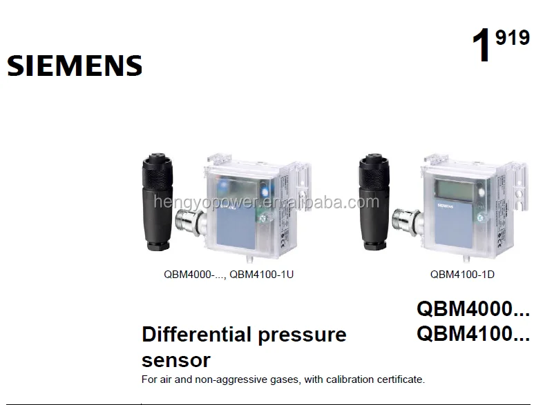 Siemens Differential Pressure Sensor Qbm4100-1u - Buy Siemens Pressure ...