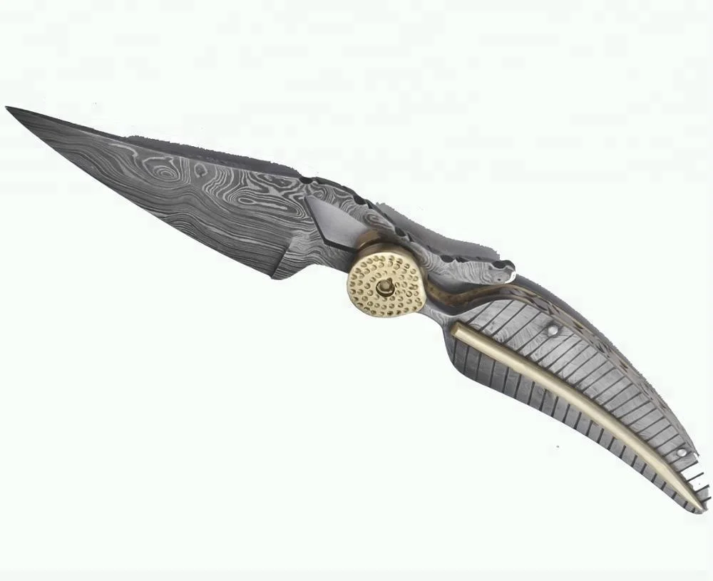 Beautiful Leaf Shape Damascus Pocket Knife - Buy Pocket Knife,Pocket ...