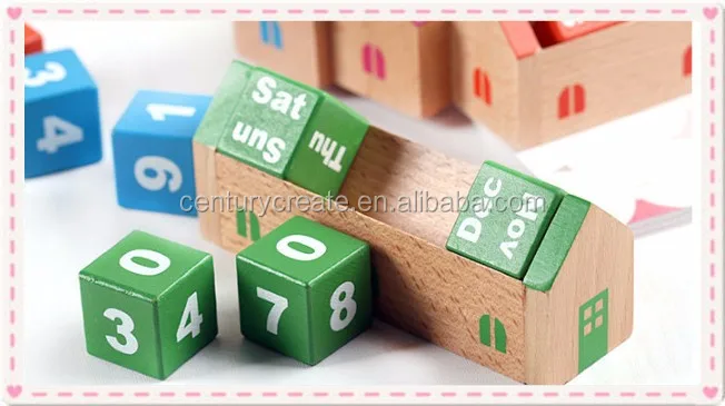 Office Diy Color Blocks Calendar Wooden Desk Calendar Blocks Perpetual ...