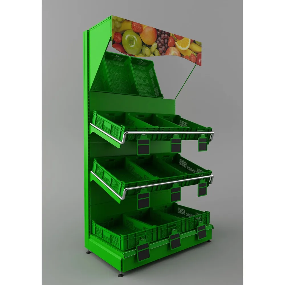 Metal Vegetable And Fruit Rack With Plastic Shelves Bins - Buy ...