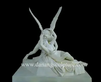 Antique Life Size Stone Sculpture Marble Cupid And Psyche Kissing ...