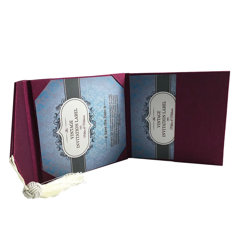 Plain Gold Silk Laminated Cardboard Wedding Invitation Gatefold ...