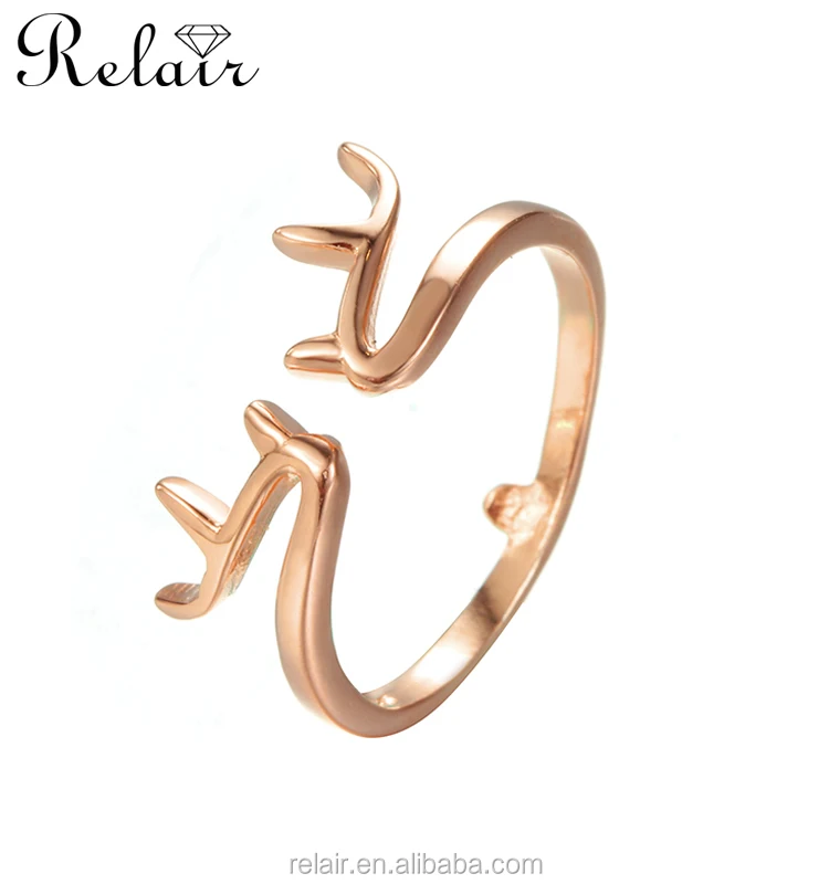 Alibaba Jewelry 925 Pure Silver Plain Ring Deer Antler Open Ring Rose ...