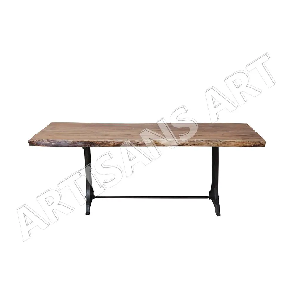 Industrial Hand Made Live Edge White Finish Dining Table,White Finish ...