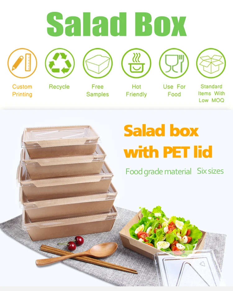 Disposable Recycle Kraft Paper Food Lunch Packaging Box With ...