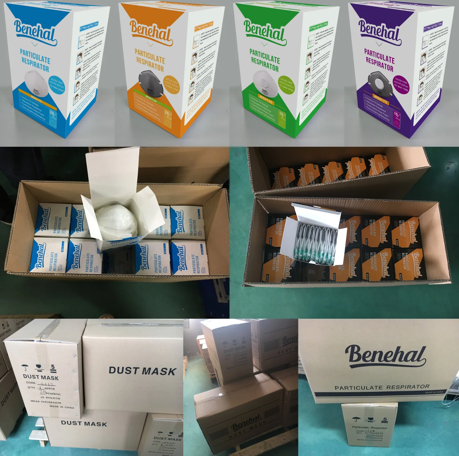 Benehal 4 Ply Flat Fold Respirator Mask N95,N95 Particulate Respirator ...