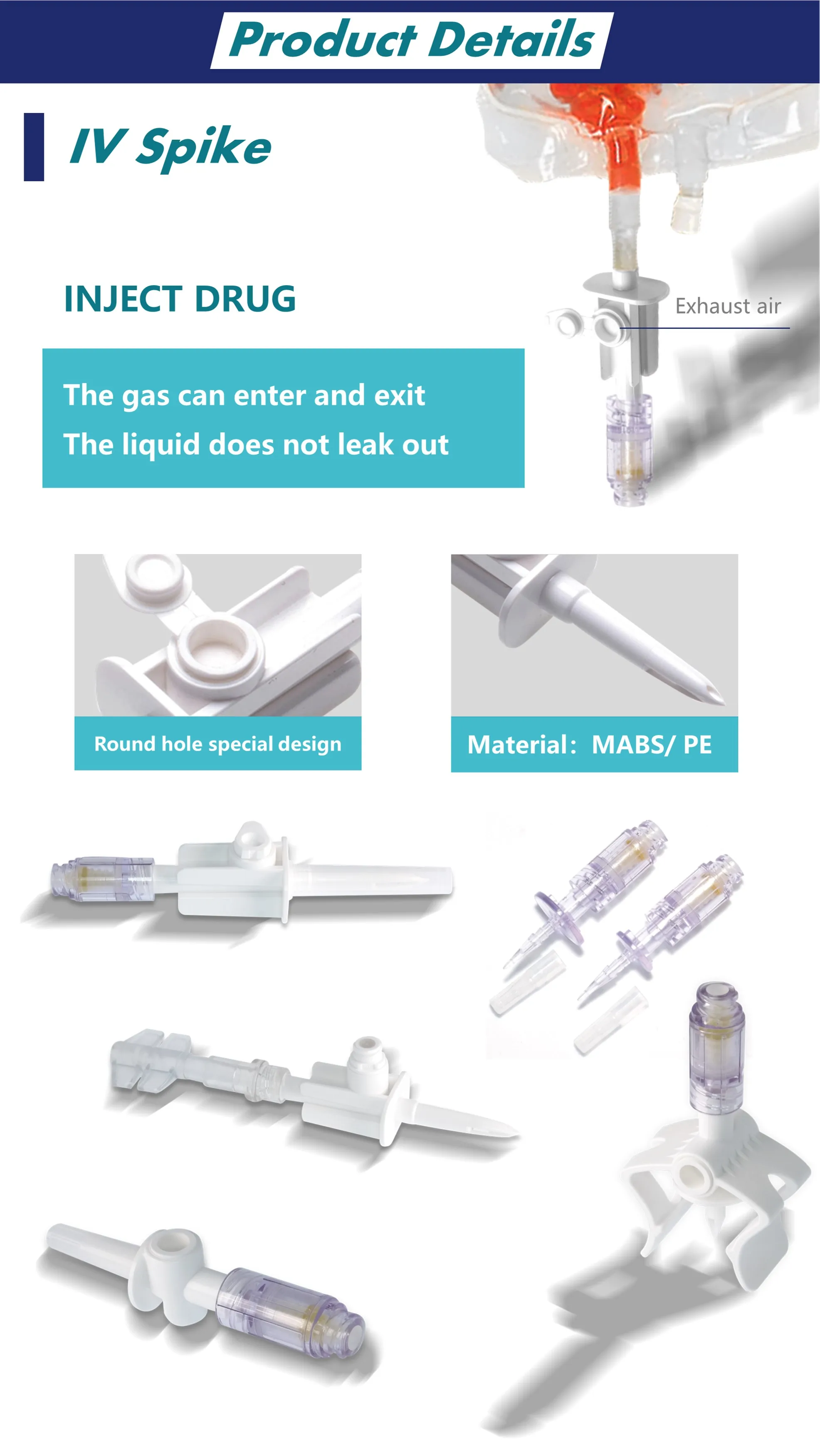 Air Medical Pin Iv Infusion Mini Non Vented Spike Valves Vial Adapter ...
