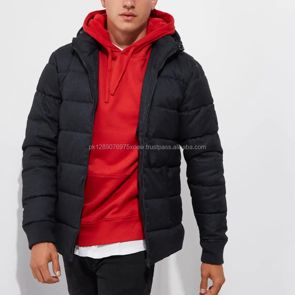 Mens Puffer Jacket with Fur Wolf Puffer down Filled Quilted Detachable ...