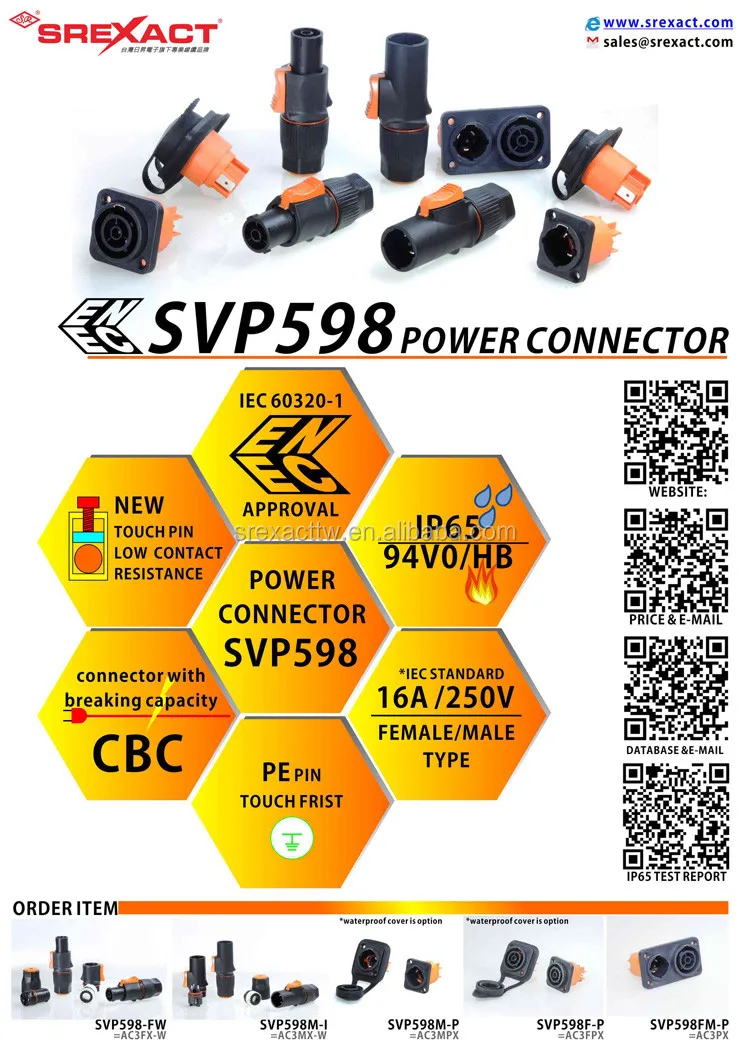 Ip65 Waterproof 16a Male True 1 Power Connector - Buy New Product ...