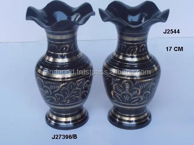 Traditional Indian Metal Vases Made In Cast Brass With Curving And ...