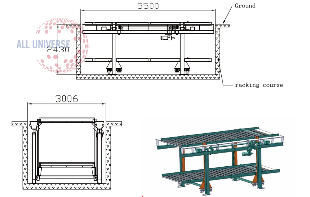 Pit Design 2 Level Mechanical Parking Equipment Automated Vertical Car ...