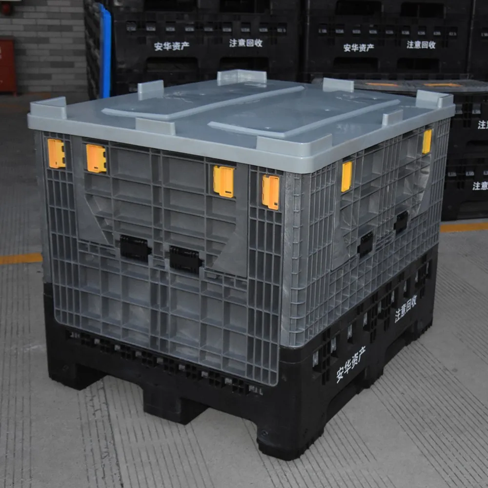 Collapsible Plastic Bulk Container For Industry With Lid - Buy Plastic ...
