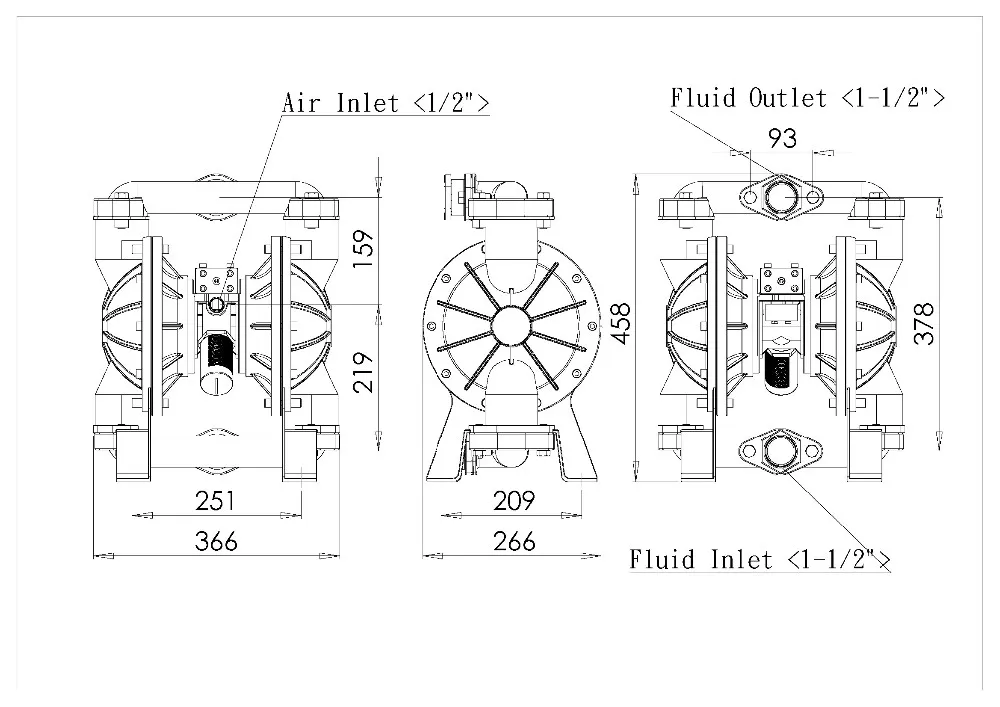 1-1/2" Stainless Steel Pneumatic Diaphragm Salt Water Pump - Buy Acid ...