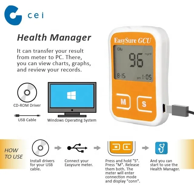 Health Care Supplies Medical Diagnostic Equipment Bluetooth Glucometer ...