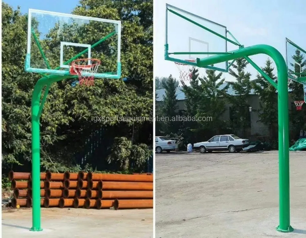 Cheap Outdoor Round Pipe Inground Basketball Stand Hoop For School Use ...