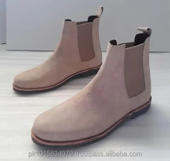 Sand Suede Chelsea Boots With Contrasting Elasticated Side Panels,Hand ...