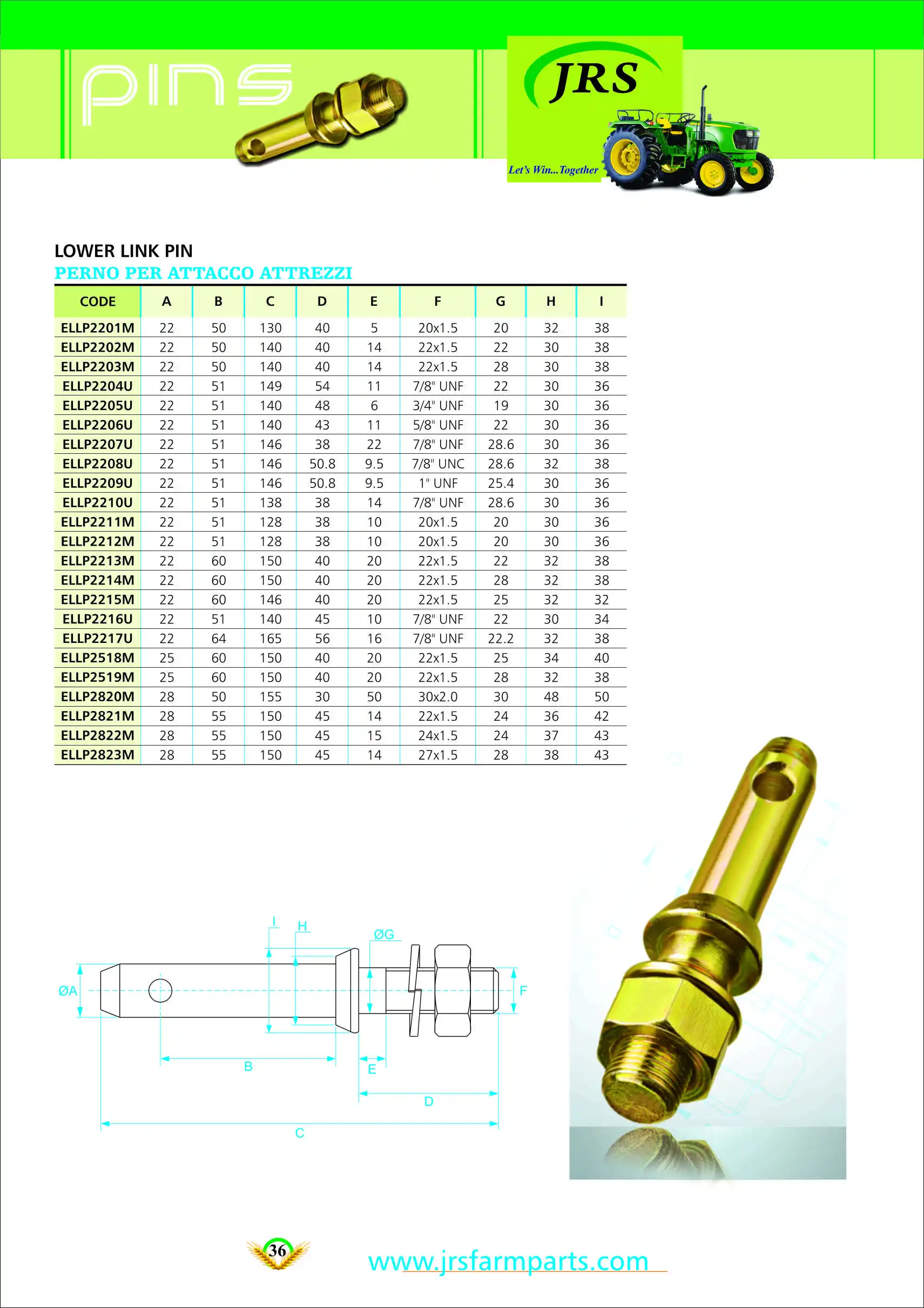 Tractor Parts Manufacturing /supplier Lift Arm Pins And Top Link Pins ...