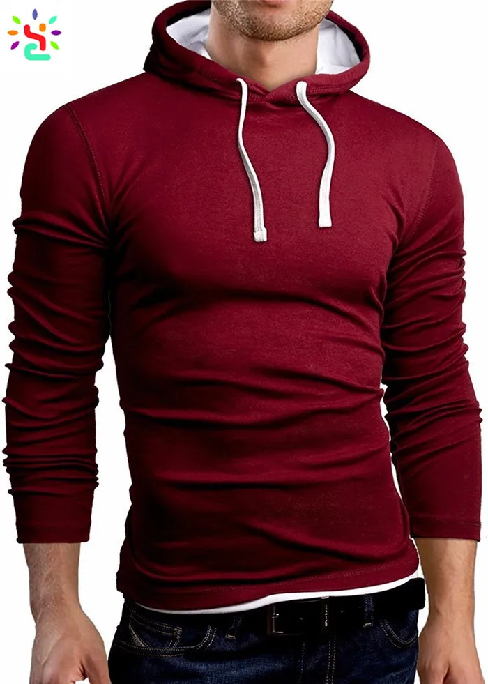 Sexy Mens Clothing Hoodies Slim Fit Hoodie Without Pockets Pullover