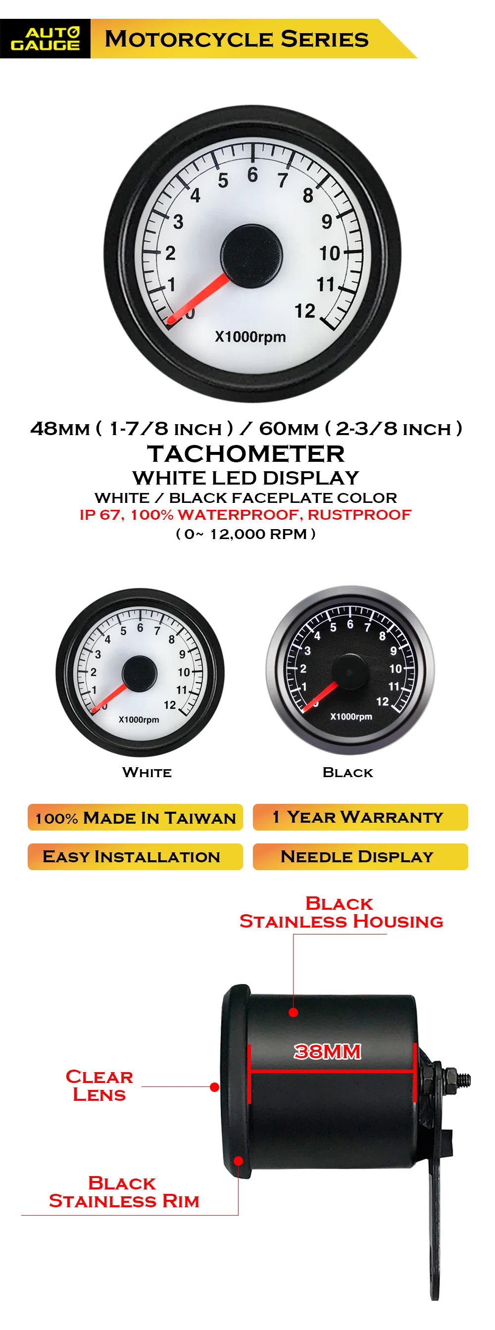 Monitoring Electric Motorcycle Analog Tachometer| Alibaba.com