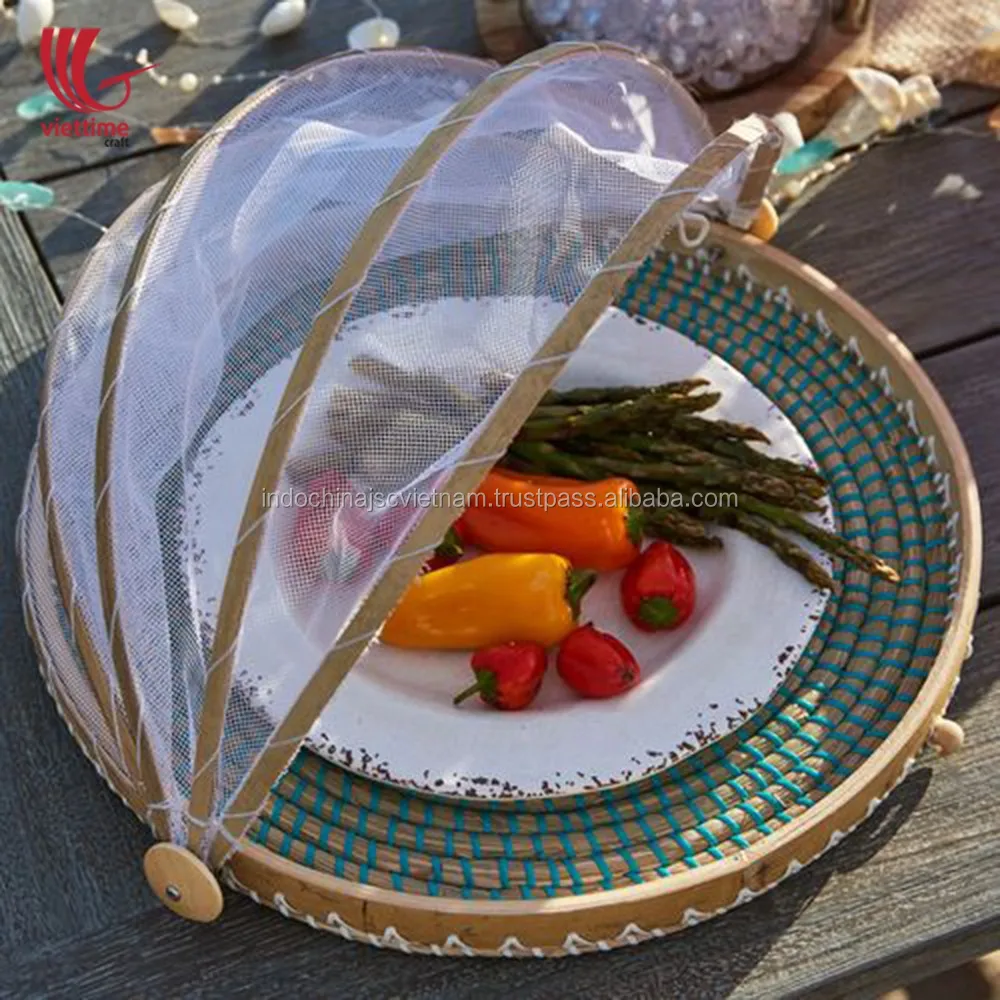 Seagrass Plastic String Fruit Basket with Net Cover