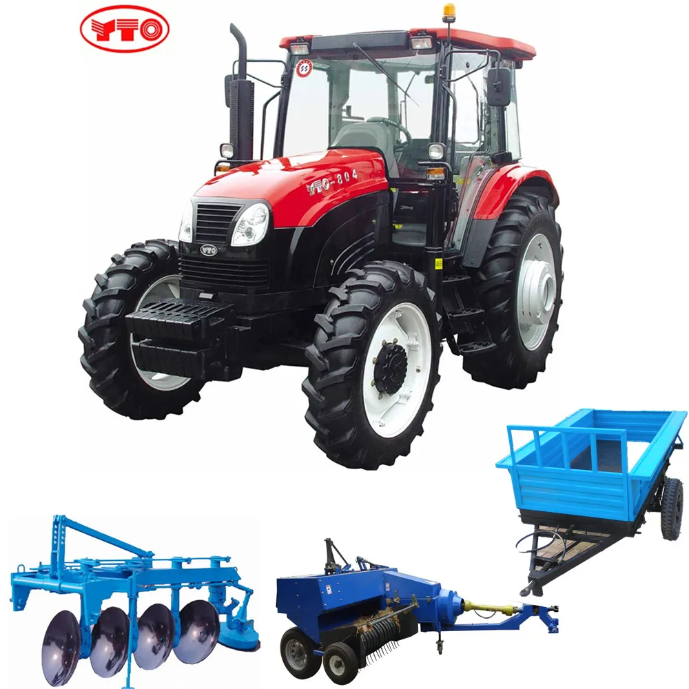 100HP YTO X1004 Tractor with Plough, Trailer - High Productivity