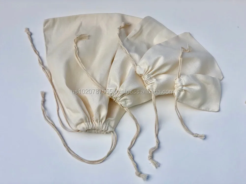 3 X 4 Inches Cotton Muslin Bag. 100% Organic Cotton Natural Reusable ...