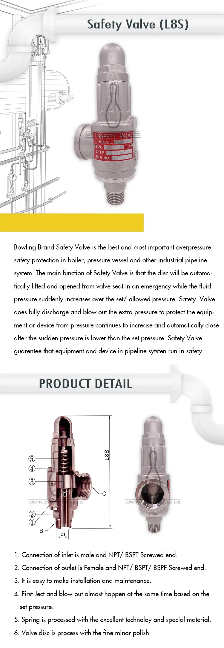 L8S Low Lift Oil and Gas Pressure Safety Valves - Professional Taiwan ...