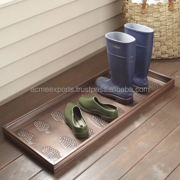 Home Entryway Boot Storage - Metal Copper Embossed Tray