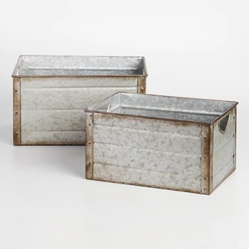 Galvanized Aged Square Metal Storage Bin - Buy Galvanized Aged Square ...