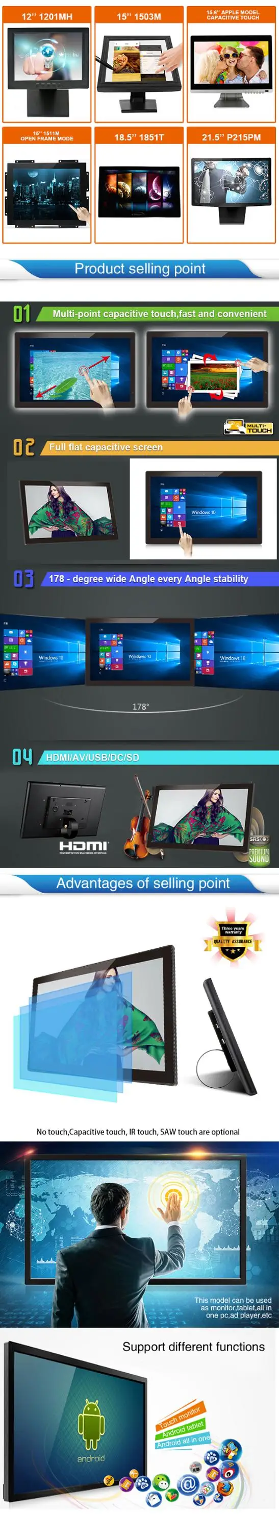 14 Inch Multi Touch Screen Monitor with VGA AV USB Input