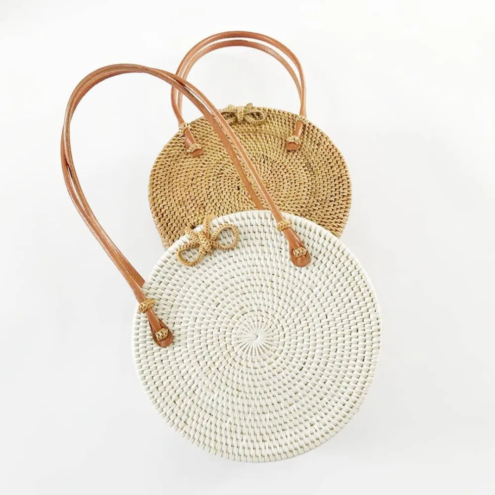 New Products Rattan Bag Indonesia Rattan Bag Round Tote Shopping ...