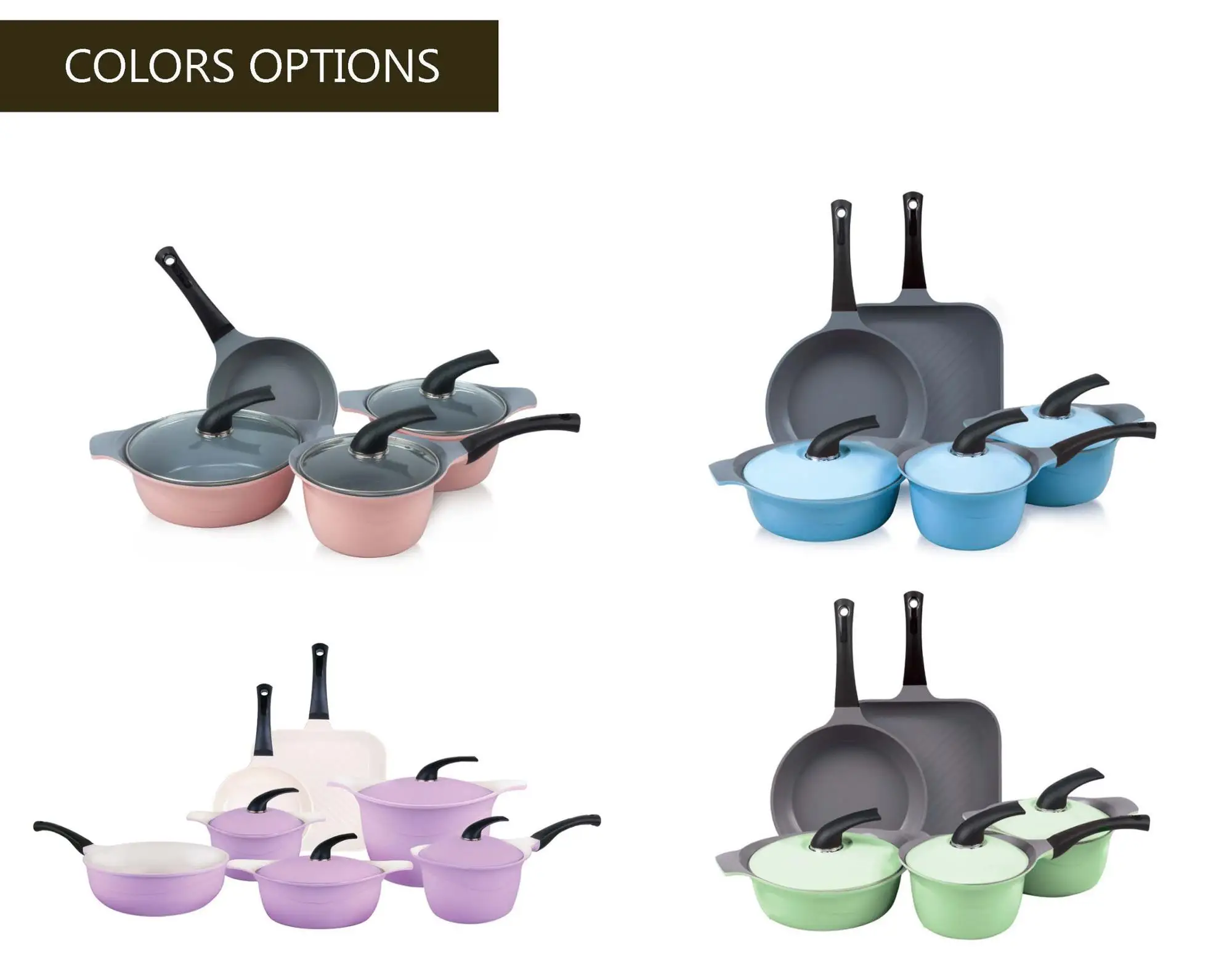 New Products Die Casting Aluminum Ceramic Coated Cookware Set ...