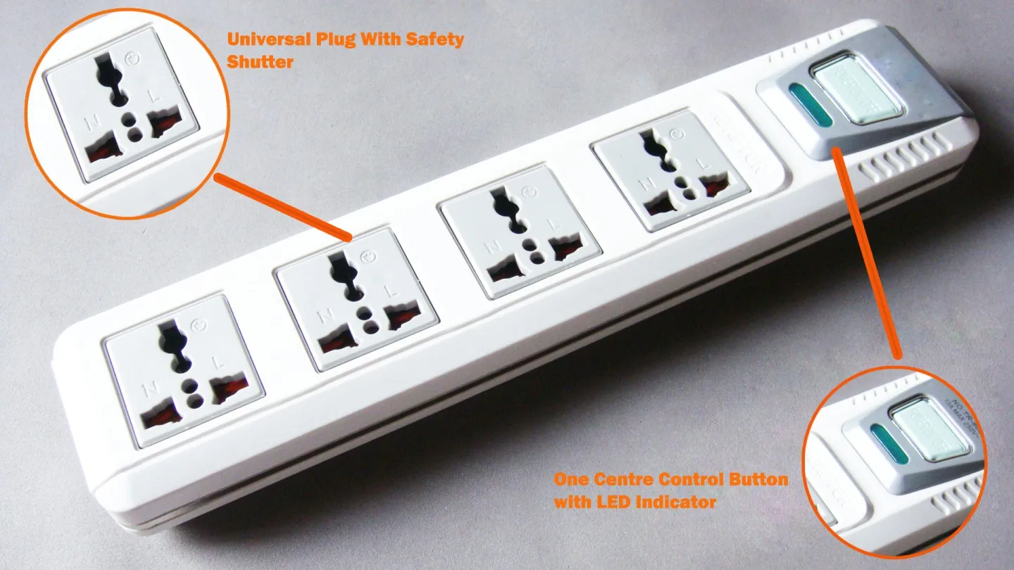 UK Standard High-Power New Model Power Strip 16A 4-Outlet Customizable ...