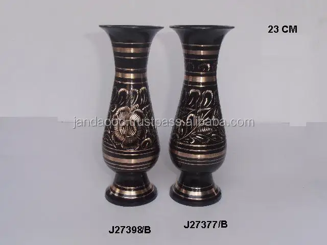 Traditional Indian Metal Vases Made In Cast Brass With Curving And ...