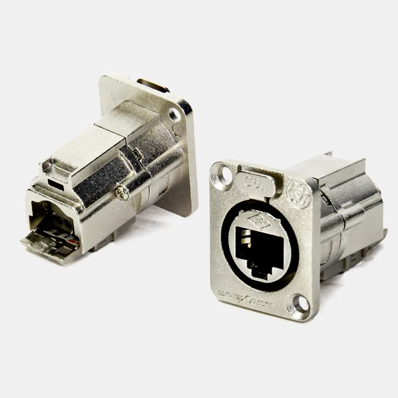 Rj45 Shell Stp Cat6a Dual Female Panel Connector Cat6a Rj45 - Buy ...