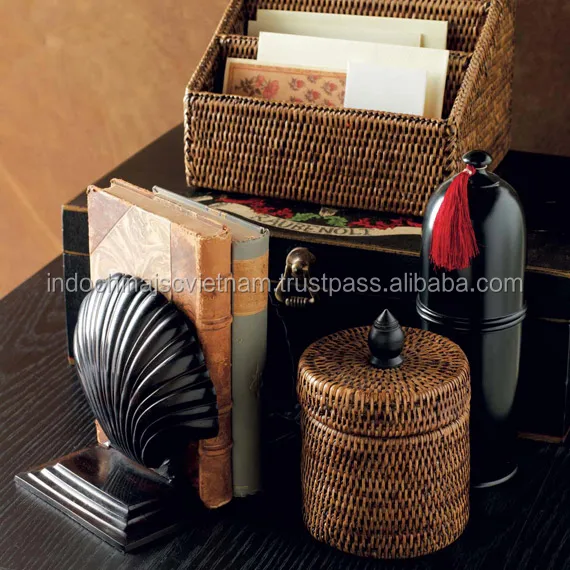 Rattan Letter Holder Desk Organizer - Customizable & Stylish