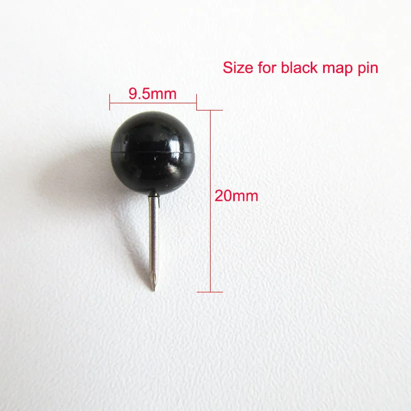 20mm Plastic Head Round Black Map Push Pins For World Map Marking - Buy ...