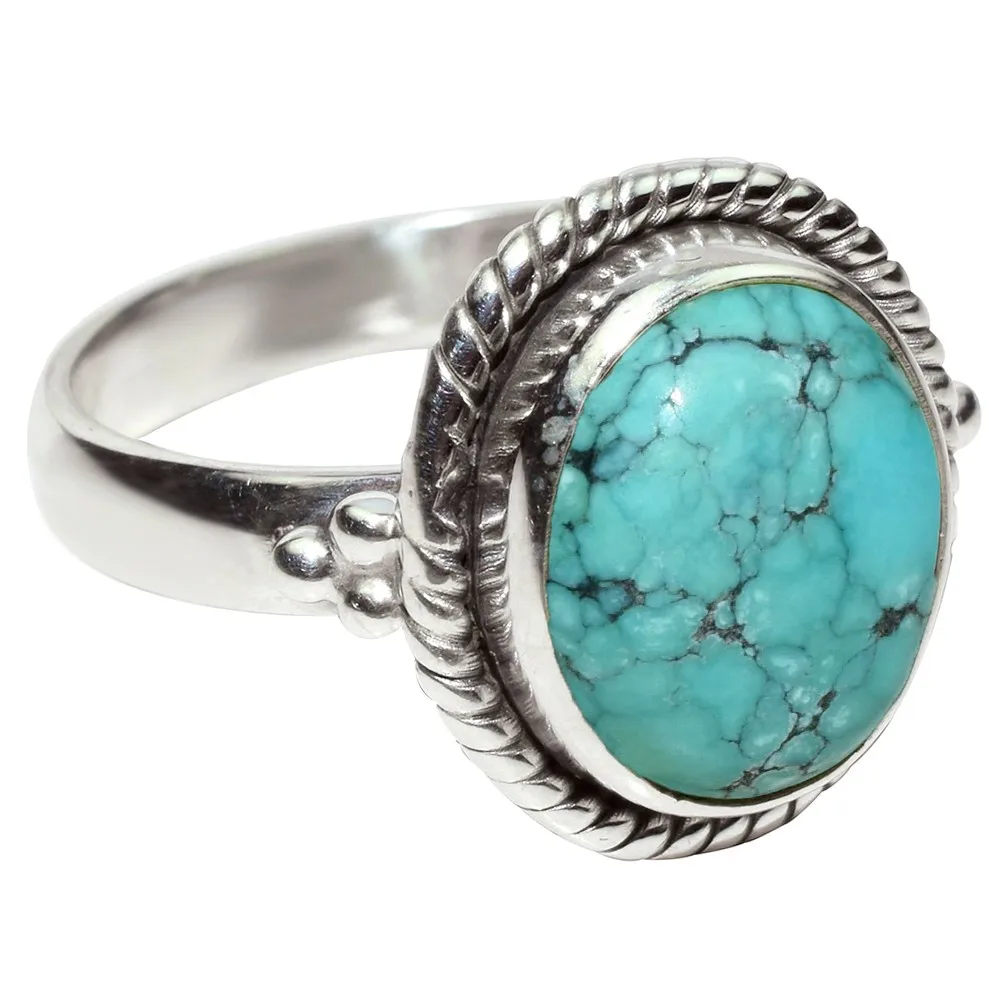 Awesome Blue Turquoise Gemstone 925 Silver Round Ring,Gemstone Silver ...