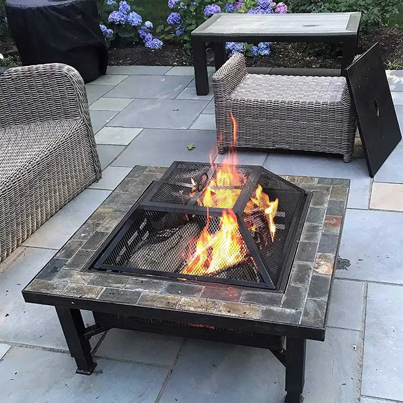 Square Adjustable Leg Slate Fire Pit With Cover - Buy Slate Fire Pit ...